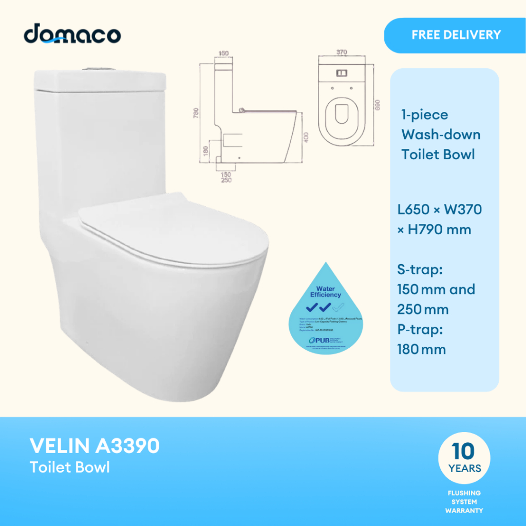 [CLIMATE VOUCHER] Velin A3390 [New Model] Rimless Strong Flushing ...