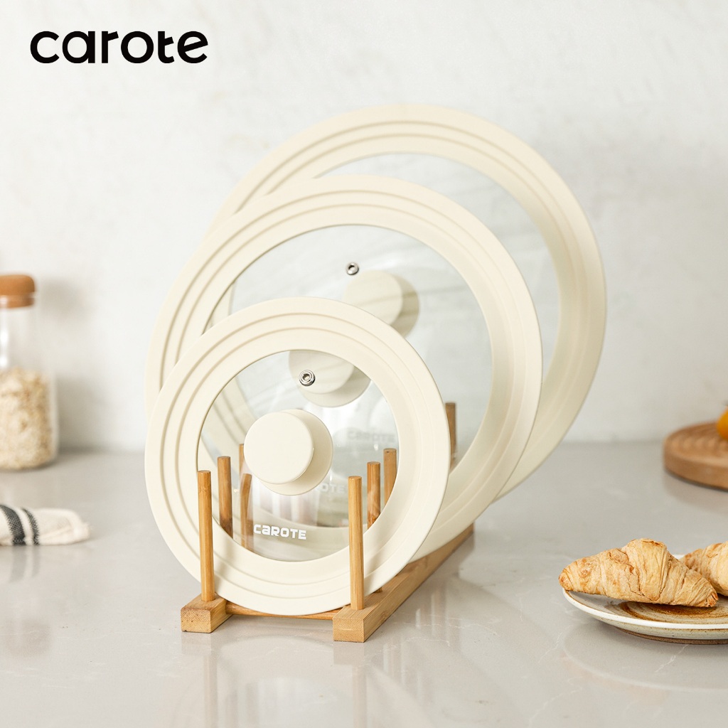 Carote Silicone Glass Lid With Knob Multi-fuctional 3 in1 Tempered ...