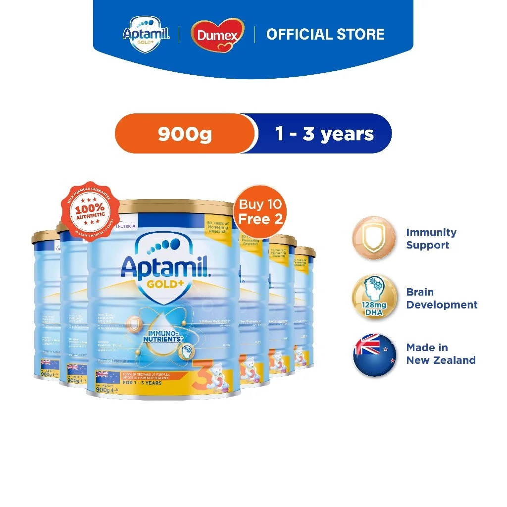 [Bundle of 10] Aptamil Gold+ Immuno-Nutrients Stage 3 Toddler Growing Up Formula Milk Powder ...