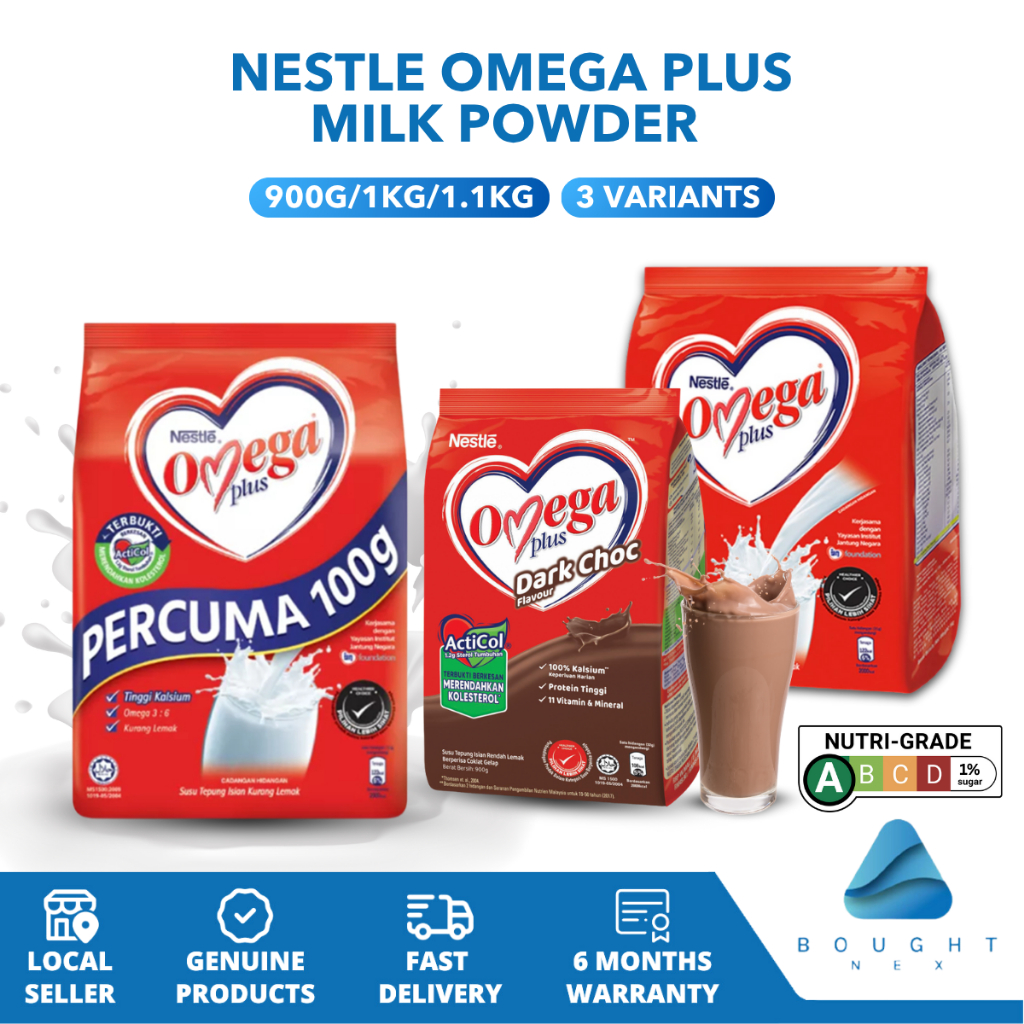 NESTLE Omega Plus Acticol Milk Powder 900g -1.1kg - Calcium-Fortified ...
