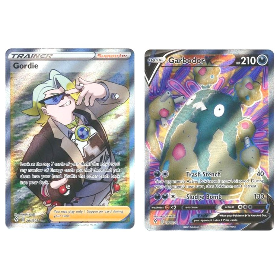 English Pokemon Card Gordie - 201/203 / Garbodor V - 190/203 Full Art ...