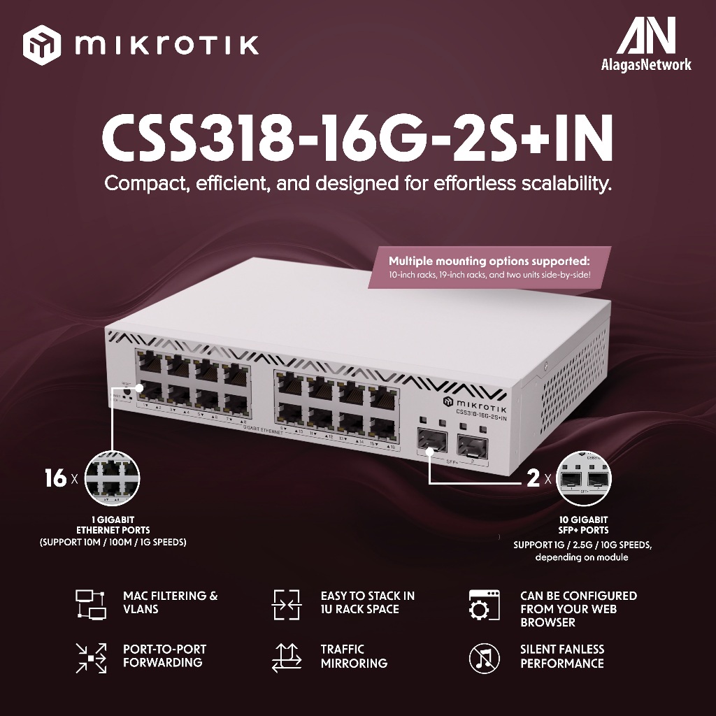 Mikrotik Css318 16g 2s In 16 Port Gigabit Smart Switch With Sfp Ports Shopee Singapore