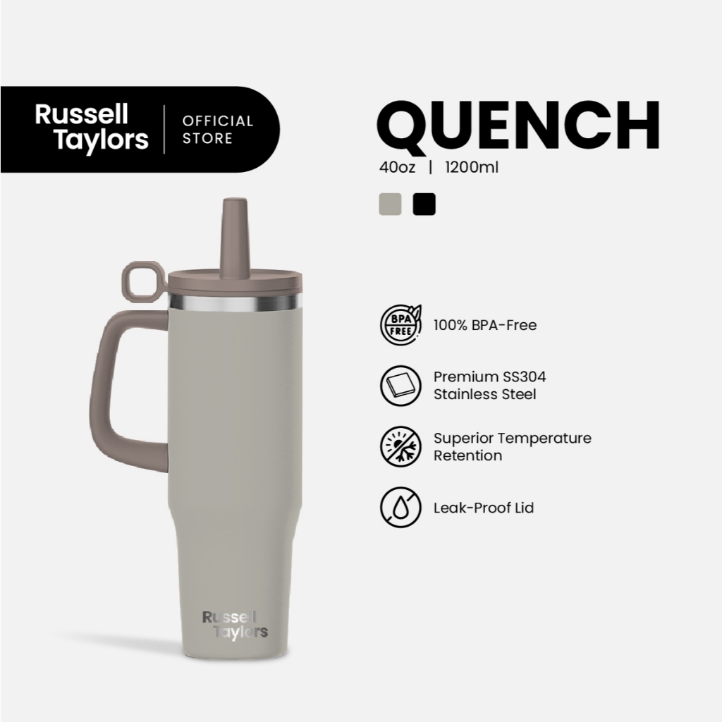 Russell Taylors Quench Tumbler Travel Mug Bottle (1200ml/40oz) - SS304 ...