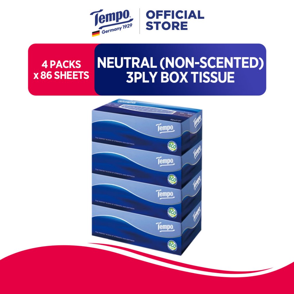 [Tempo Official] 3ply Box Facial Tissue Neutral Non-Scented (4 Boxes x ...