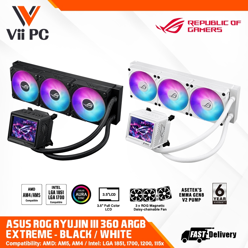ASUS ROG Ryujin III 360 ARGB Extreme all-in-one liquid CPU cooler 3.5 ...