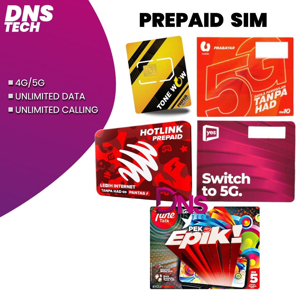 SIM Card Malaysia Unlimited Internet Prepaid Prabayar YES UMOBILE MAXIS HOTLINK HALOTELCO ...