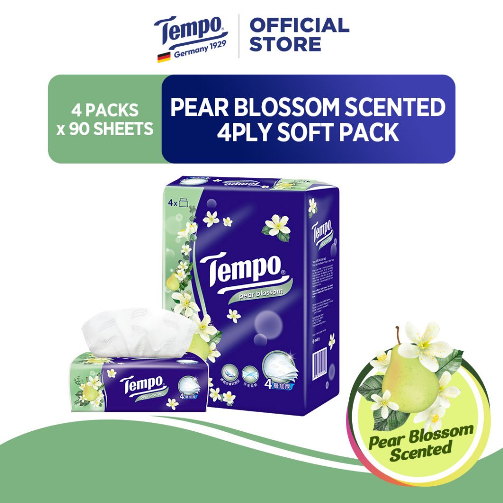 [Bundle Of 2/4/6/10] Tempo 4ply Soft Pack Facial Tissue Pear Blossom ...