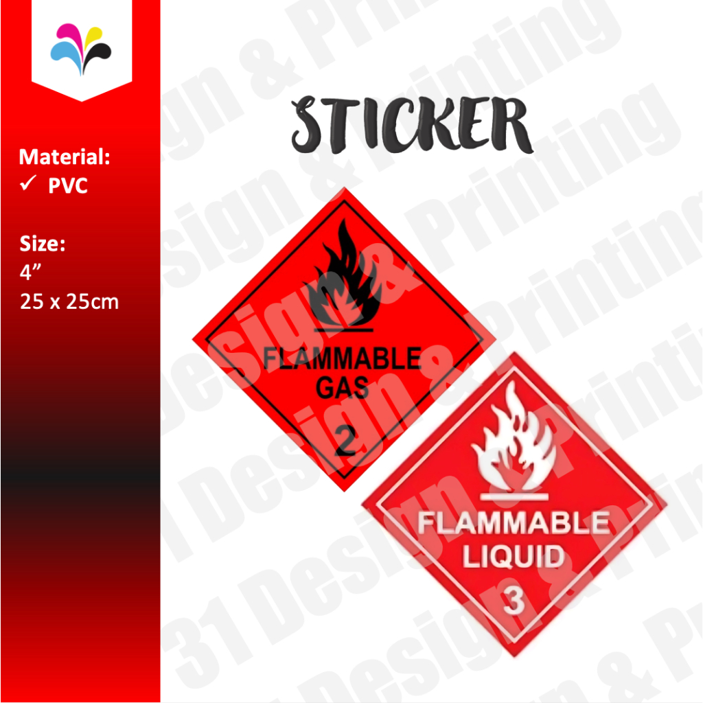 Flammable Gas DG Label Class 2 Sticker 4" / 25cm | Shopee Singapore