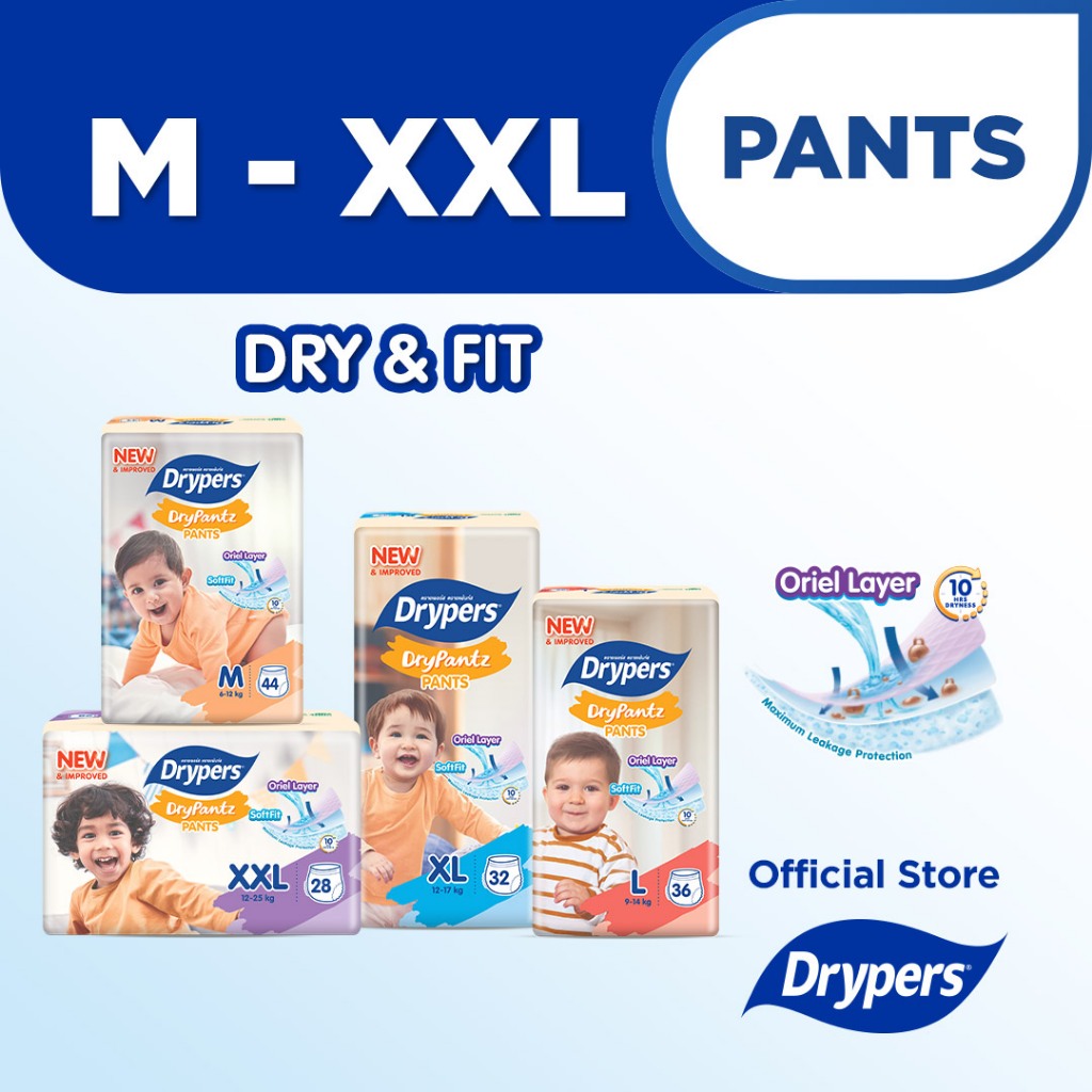 Drypers DryPantz Pants Baby Diaper M/L/XL/2XL/3XL/4XL Size - Carton ...