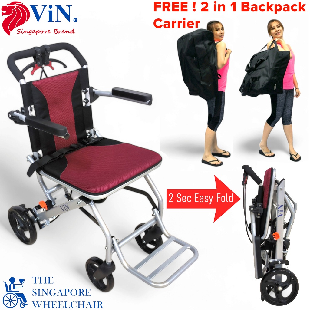 ViN-31A Lightweight Wheelchair for Elderly 8 kg Compact Foldable ...