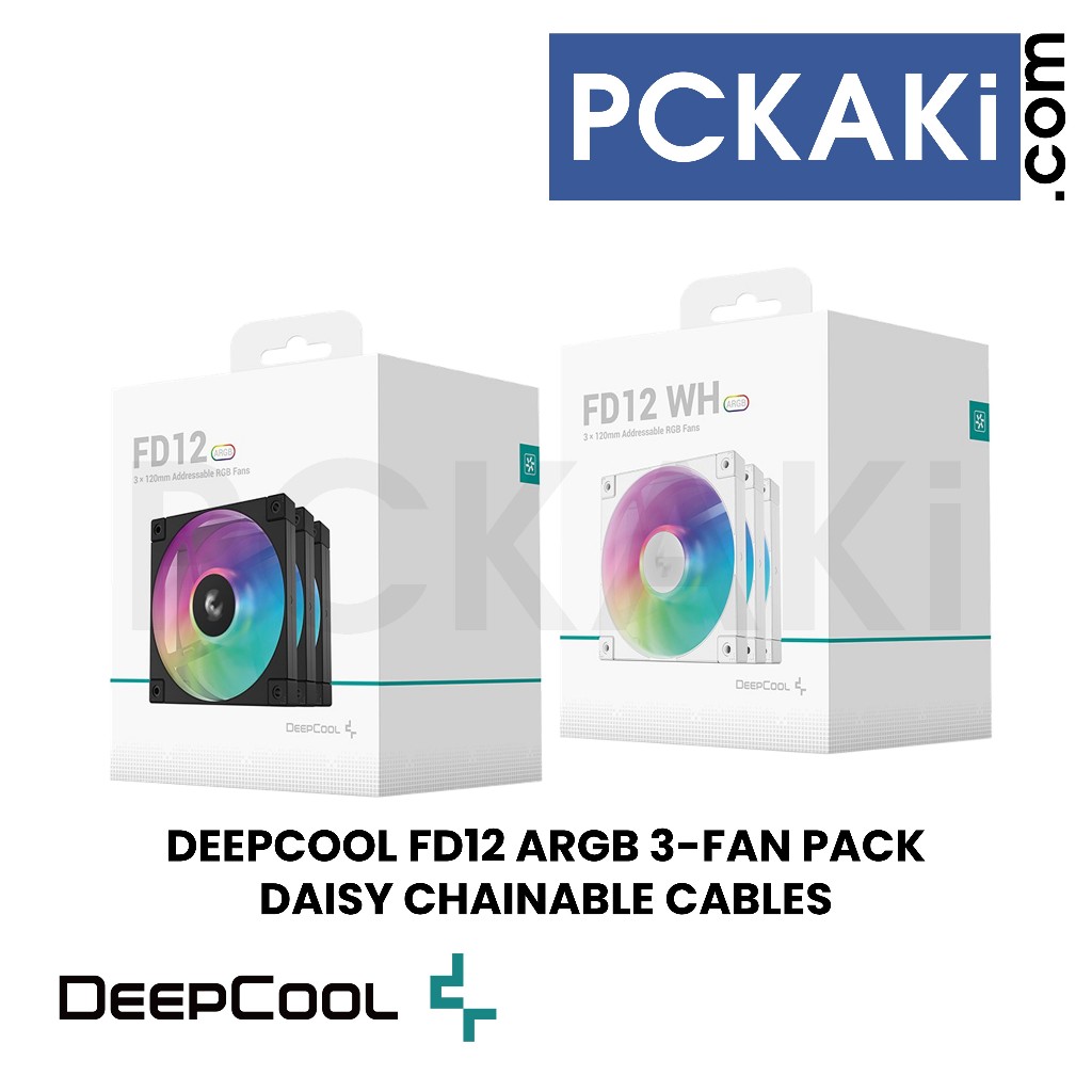 DEEPCOOL FD12 ARGB PERFORMANCE 3 IN 1 DAISY CHAIN ARGB PWM 3 x 120MM ...
