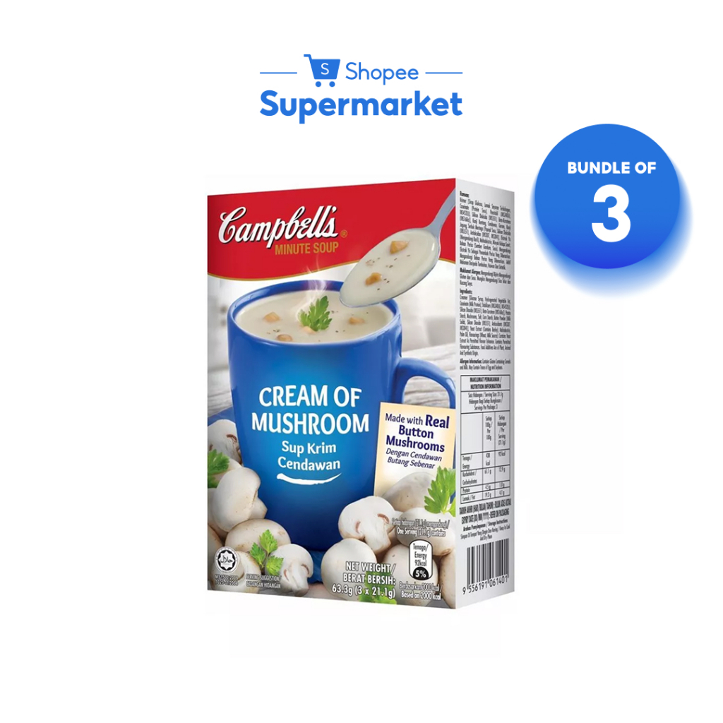 [Bundle of 3] Campbell's Instant Soup Cream of Mushroom (3x21.1g) | Shopee Singapore