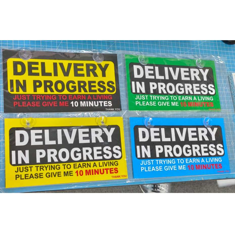 [SG SELLER] Delivery In Progress Car Sign 22cm x 12cm with suction ...