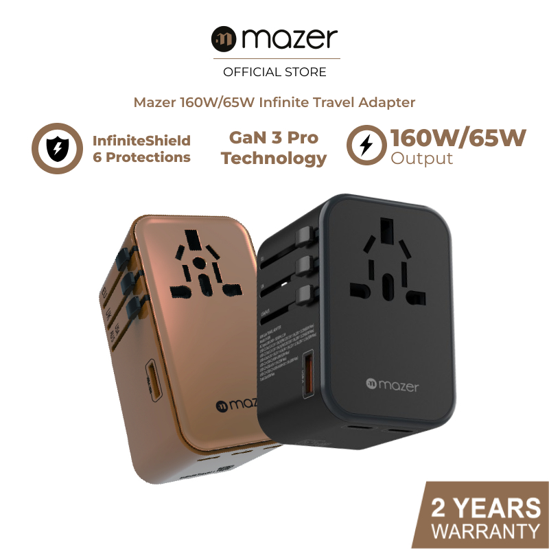 Mazer Travel Charger Infinite.Travel World GAN PD 65W 160W Travel ...