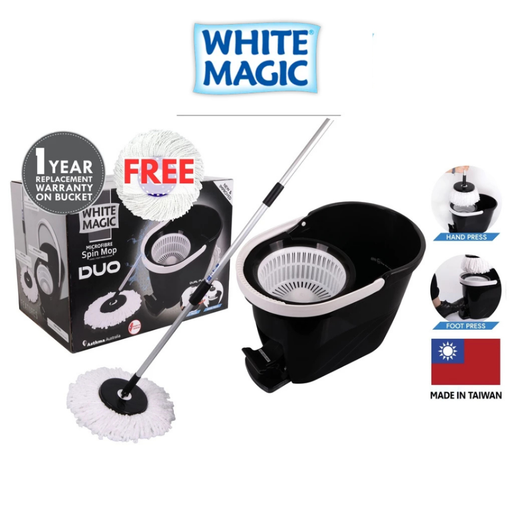 White Magic Spin Mop DUO (Dual function) / Hand Press + Foot Press ...