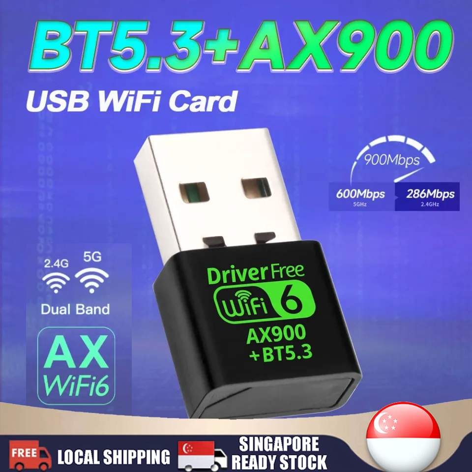 [ SG Stock]USB Wireless Wifi/Bluetooth Adapter 900Mbps Wifi Dongle Dual ...