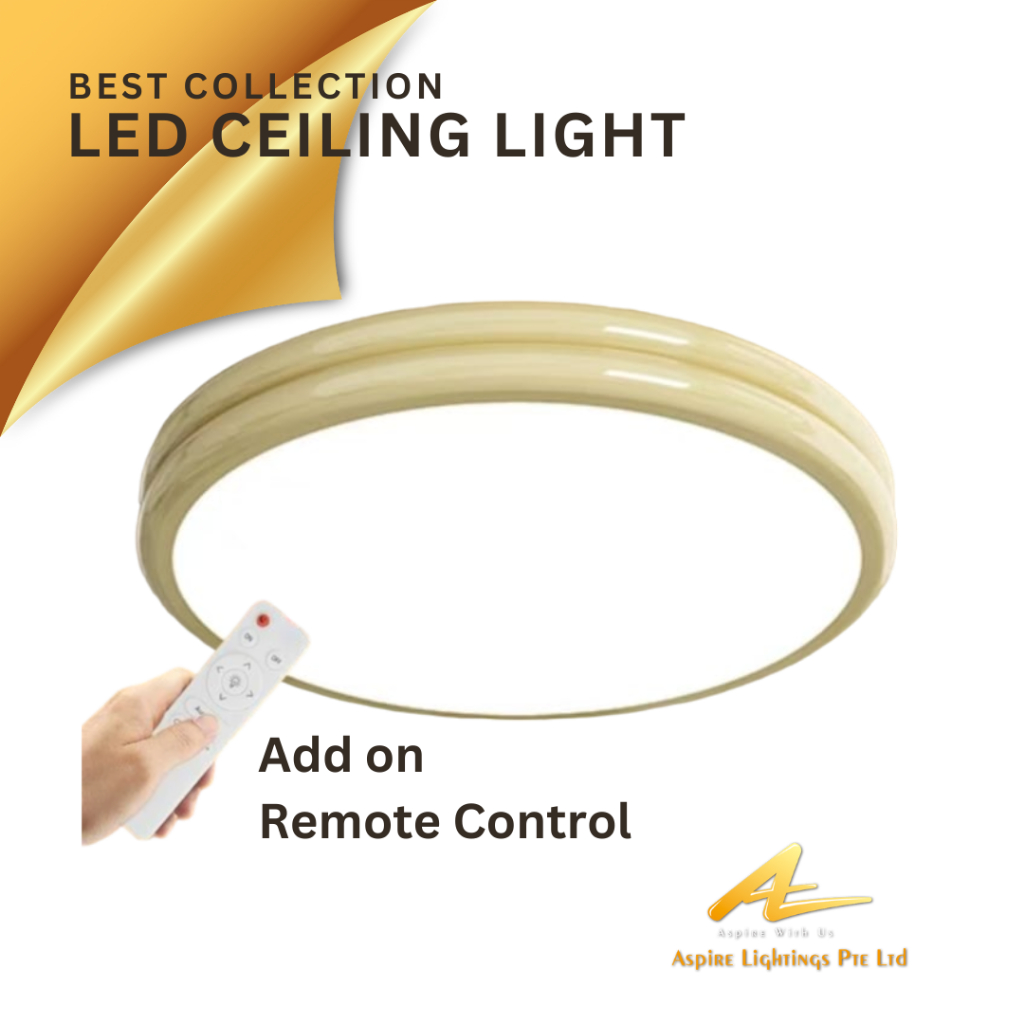 LED Ceiling Light Round 40cm 72W Tri Color Remote Dim Japandi Cream ...