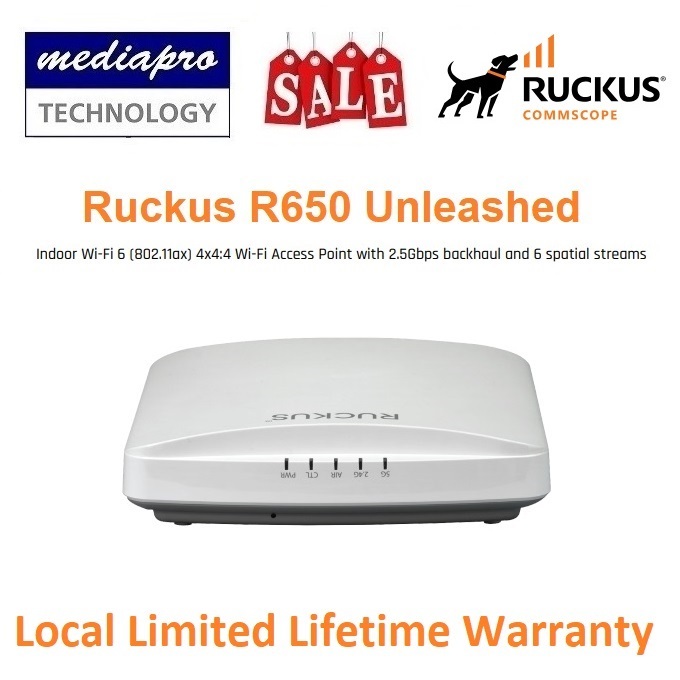 Ruckus R650 Indoor Wi-Fi 6 (802.11ax) 4x4:4 Wi-Fi Access Point with 2 ...
