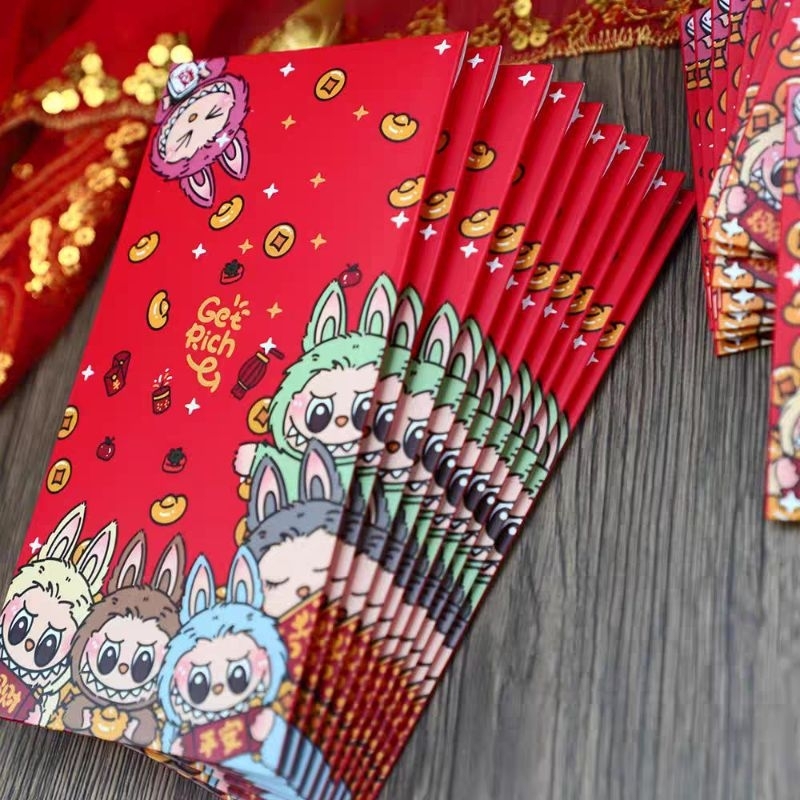 2025 Chinese New Year Labubu Red Packet Angpao Little 10pcs | Shopee ...