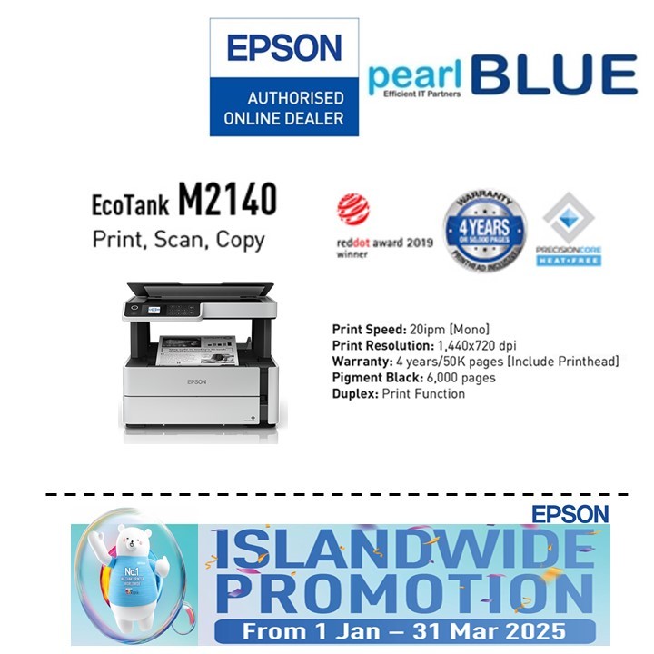 Epson EcoTank Monochrome M2140 | All-in-One Ink Tank Printer | Shopee ...