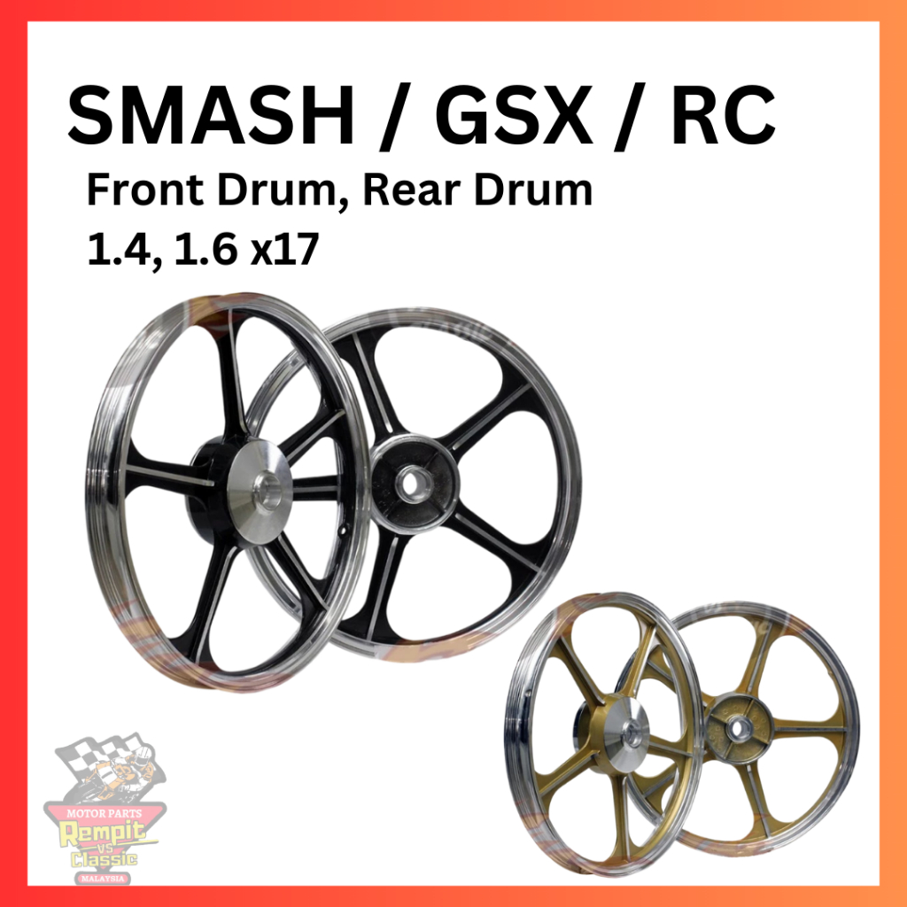 REMPIT Smash / Gsx / Rc 5 Batang Sport Rim ( Black / Gold ) | Shopee ...