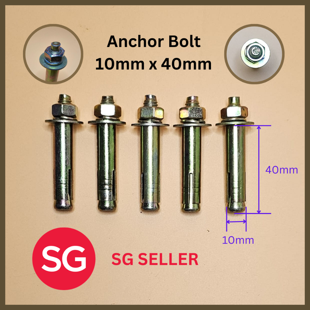 [SG READY STOCK] 5pcs Anchor Bolt, Wall Plug, Anchor Expansion Raw Bolt ...