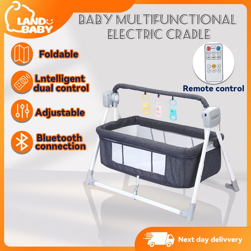 Baby Cot Portable Swinging Baby Bed Foldable Intelligent Cradle Mobile ...