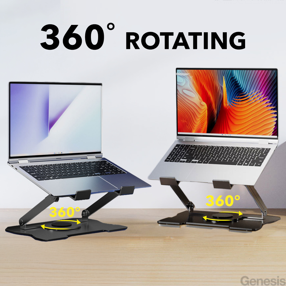 Genesis Laptop Stand 360 Rotating Adjustable Portable Foldable Metal ...