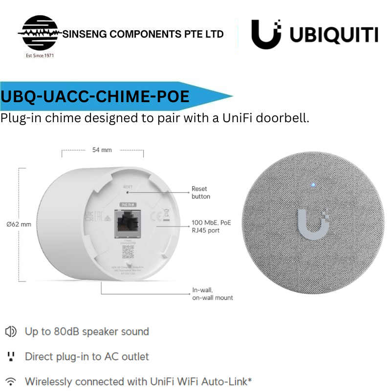 Ubiquiti Unifi UACC-Chime-PoE PoE Smart Chime [MODEL:UBQ-UACC-CHIME-POE ...