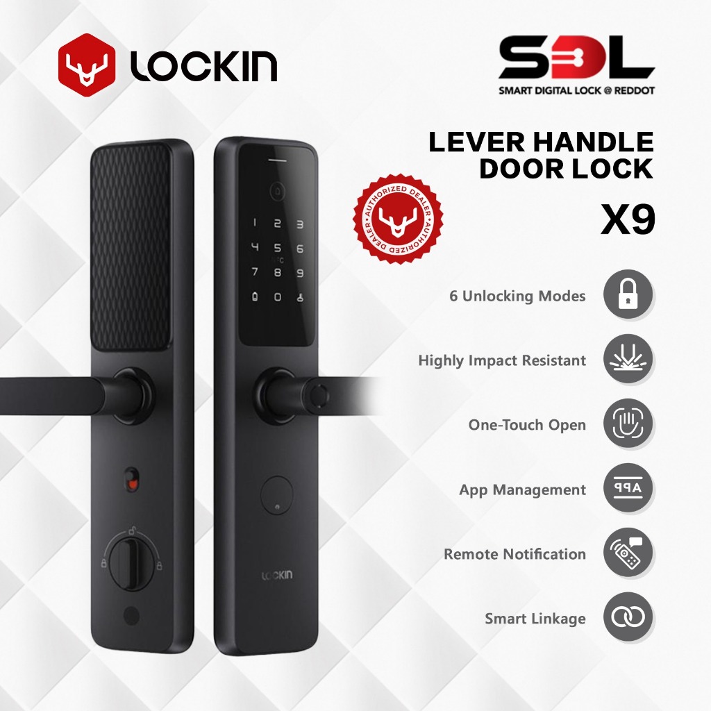 Lockin X9, Lever Handle Type Digital Lock, finger print, Password, Card ...