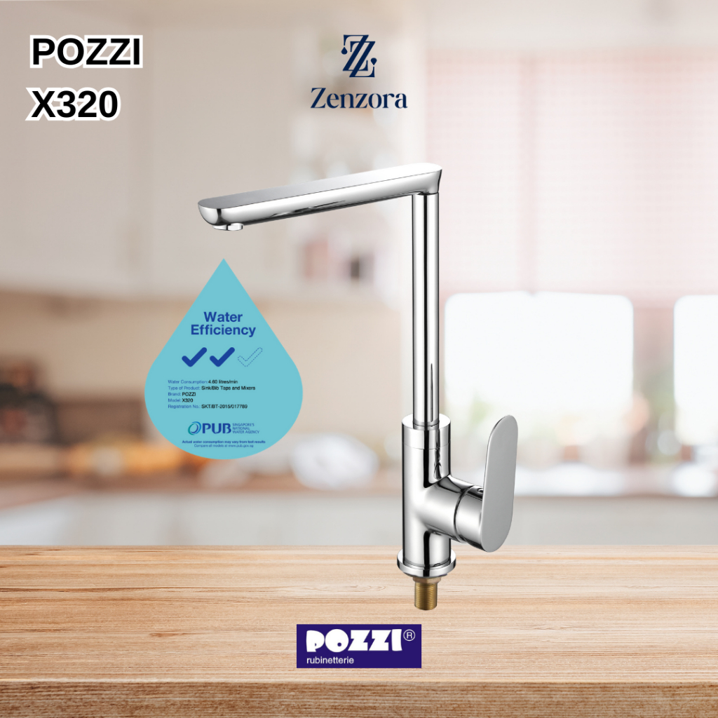 POZZI X320 Chrome Kitchen Sink Tap | Shopee Singapore