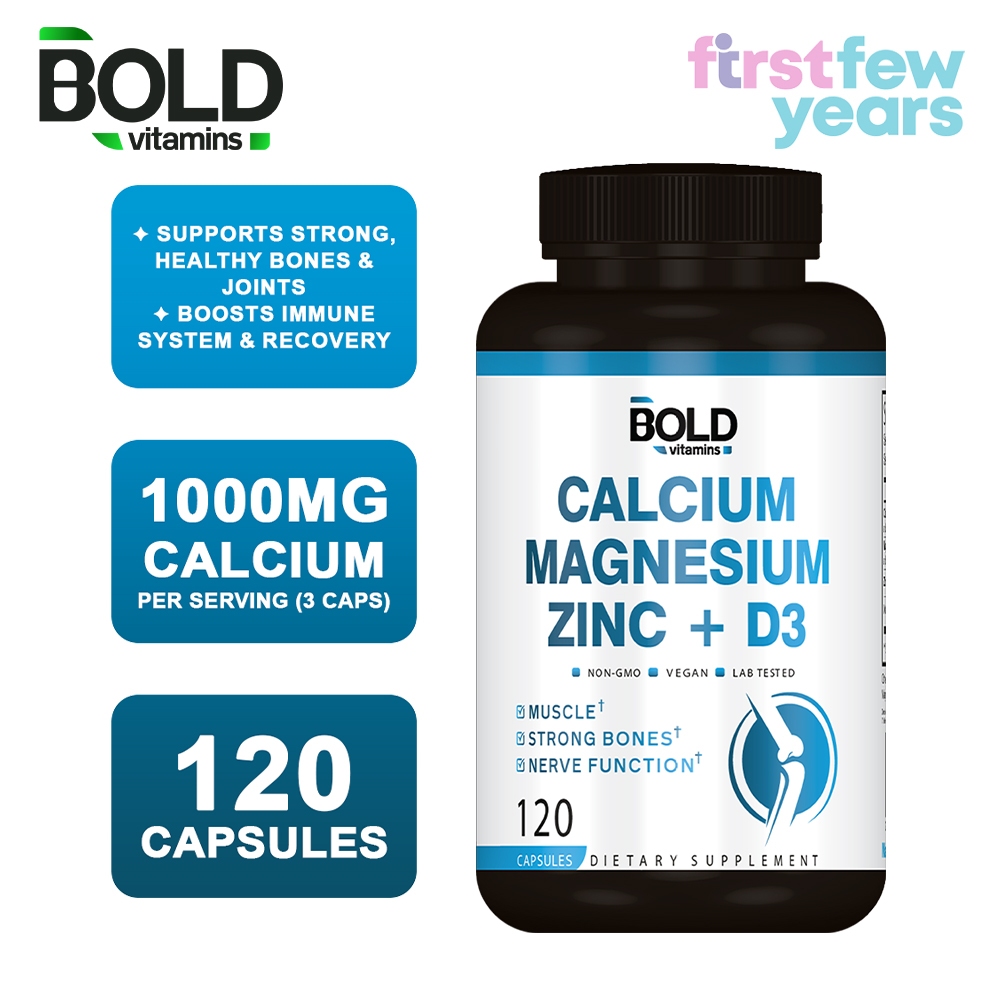 Bold Vitamins Calcium Magnesium Zinc + Vitamin D3 (120 Capsules) For ...