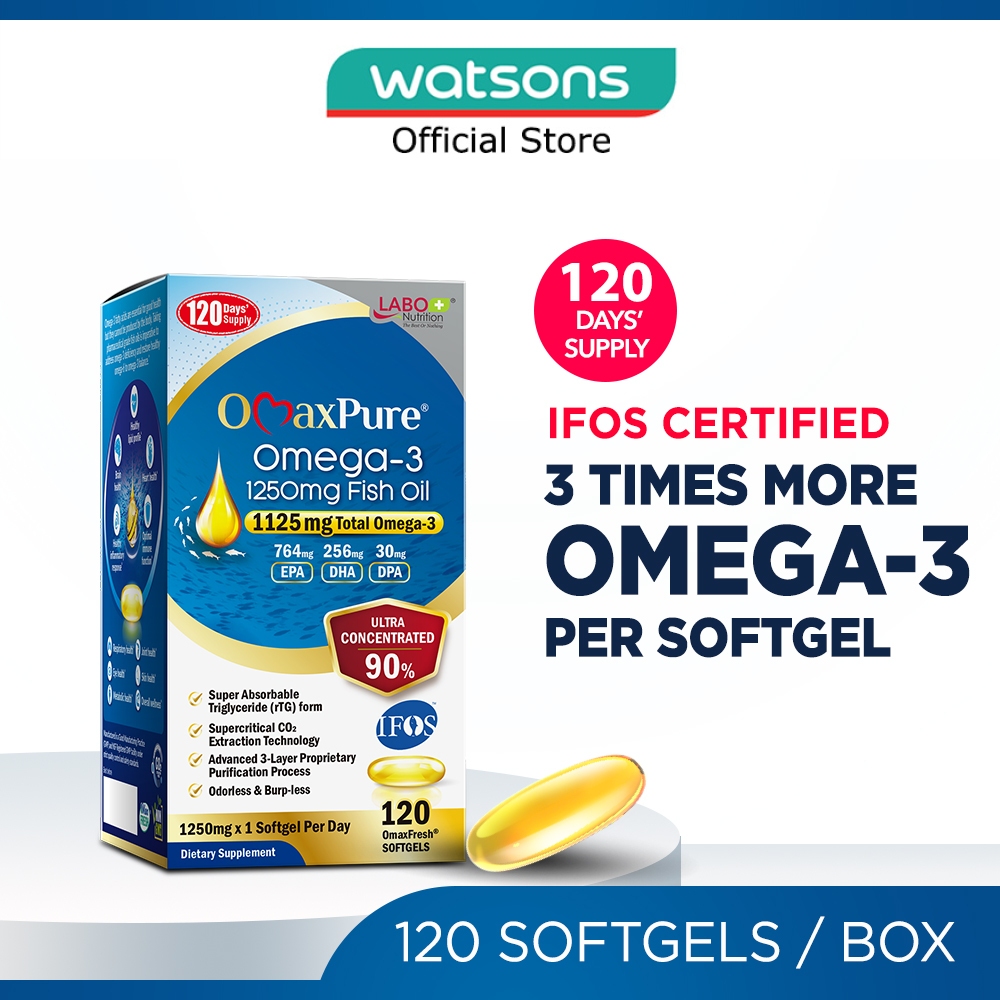 LABO NUTRITION OmaxPure Omega 3 Fish Oil Dietary Supplement 120s ...