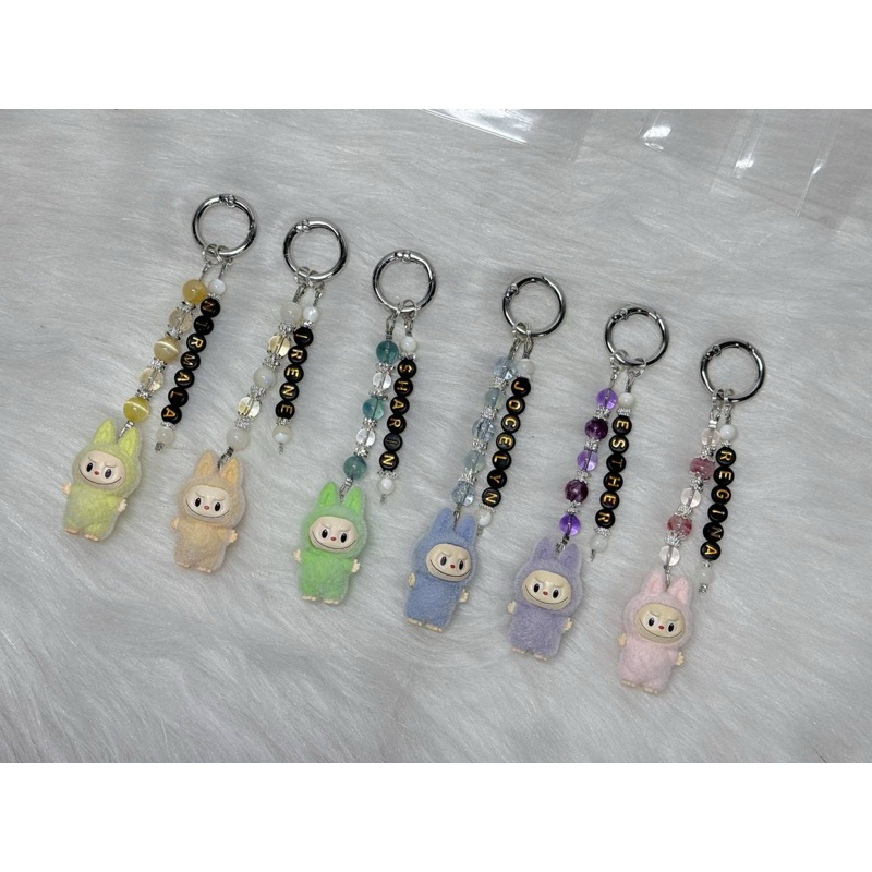 Labubu charm with crystals pairing, customisable with name | Shopee ...