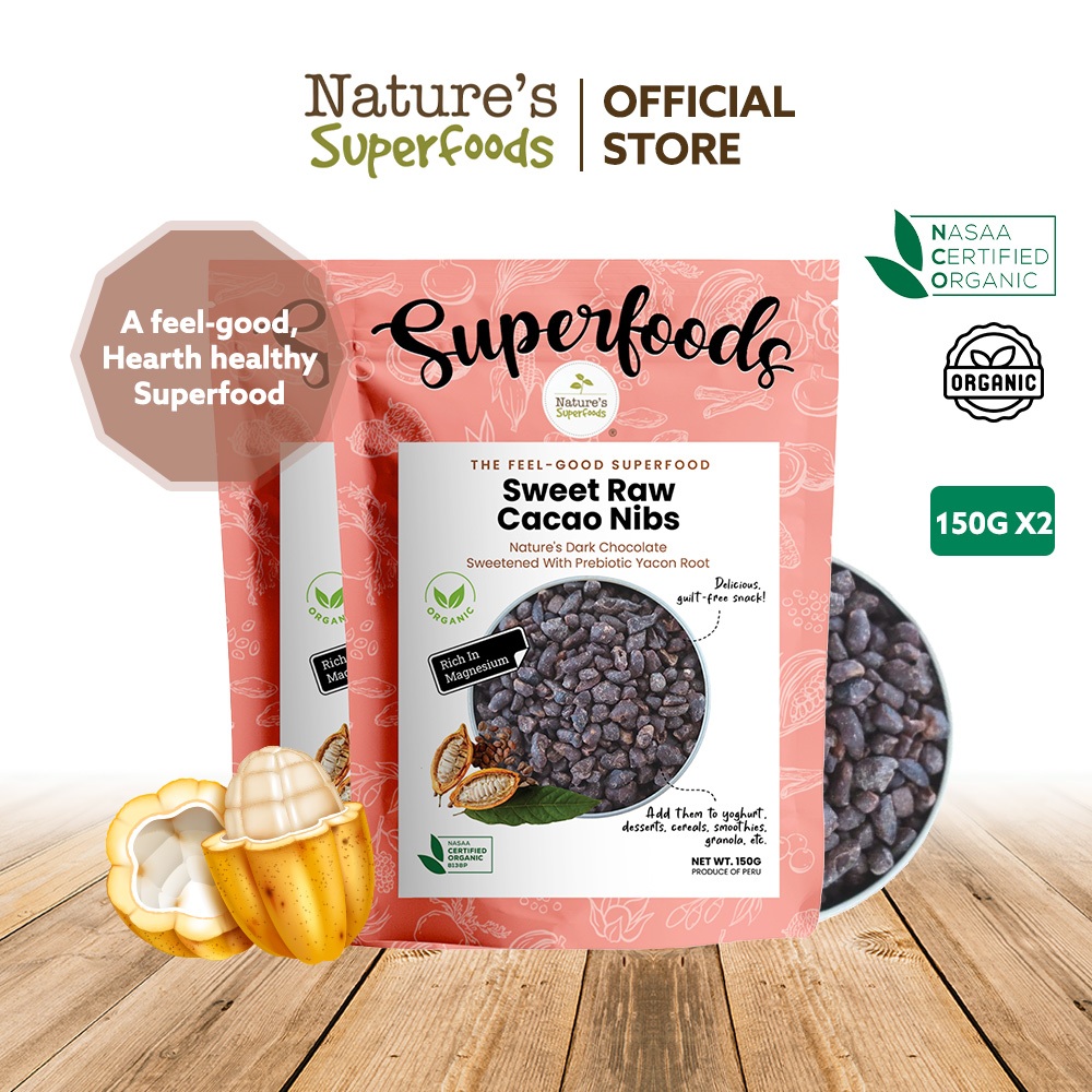 [Bundle Deal] Nature's Superfoods Organic Sweet Raw Cacao Nibs 150g x2 ...
