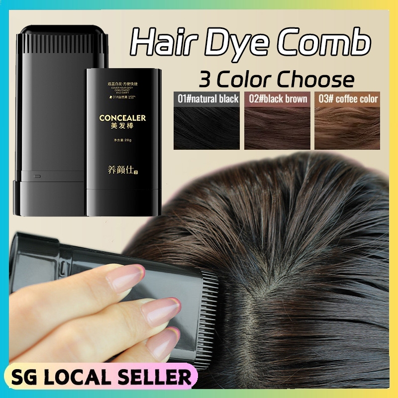 SG STOCK Hair Color Stick Waterproof Sweat Hair Dye Comb to Cover Gray ...