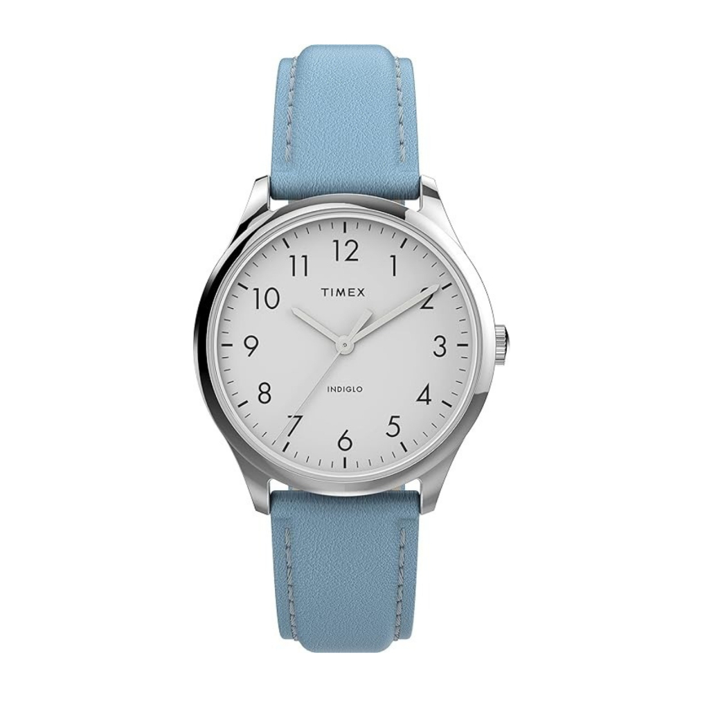 TIMEX EASY READER BLUE LEATHER STRAP WATCH TW2V25300 | Shopee Singapore