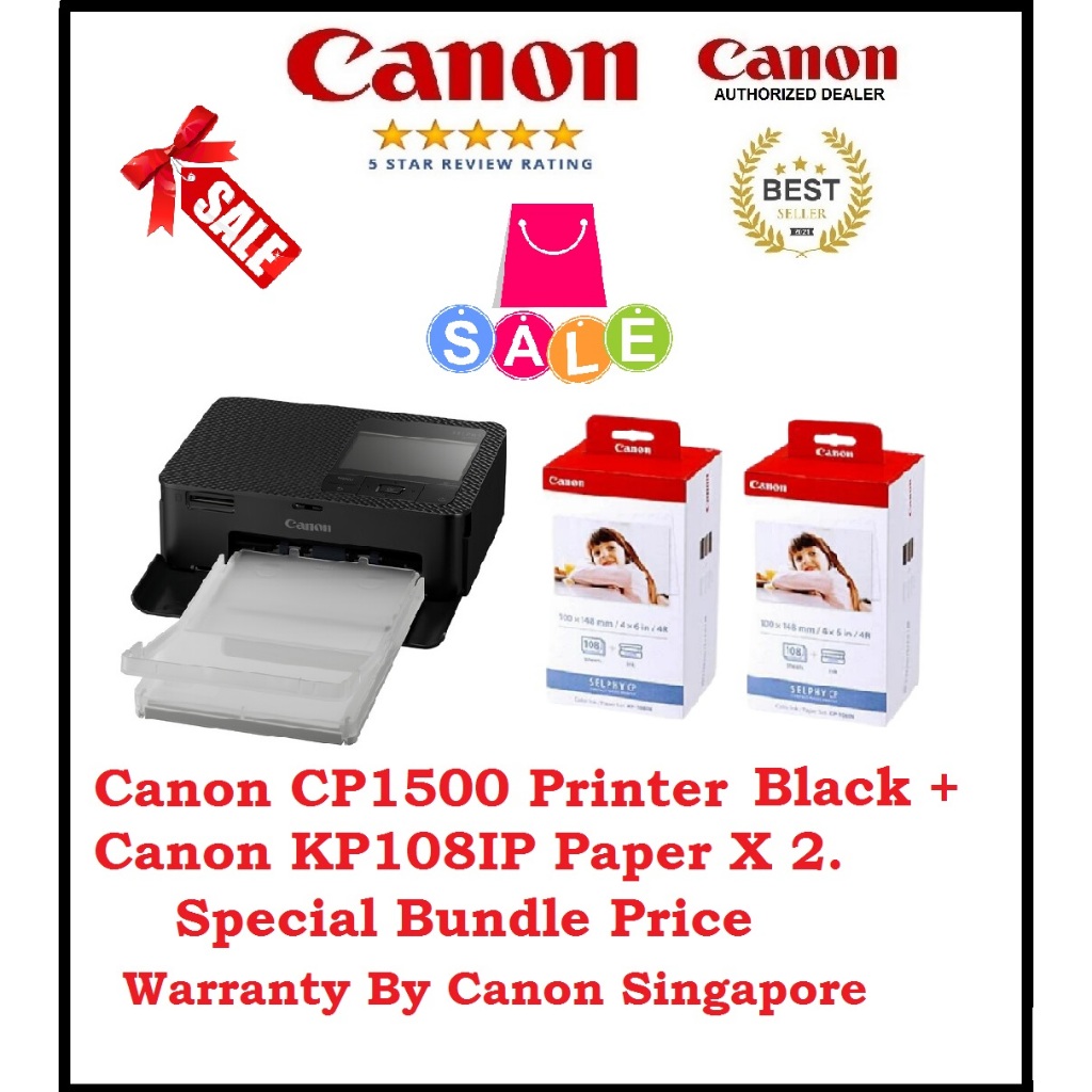 Canon CP1500 Printer (Black) + Canon KP108IN Paper X 2 Bundle Price ...