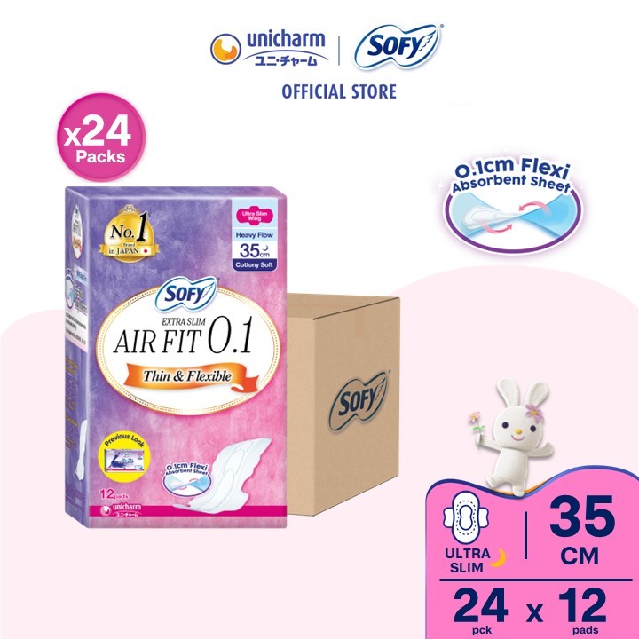 SOFY Air Fit Extra Slim 0.1 Night Ultra Wing Sanitary Pad 35cm 12pcs (24 Packs) | Shopee Singapore