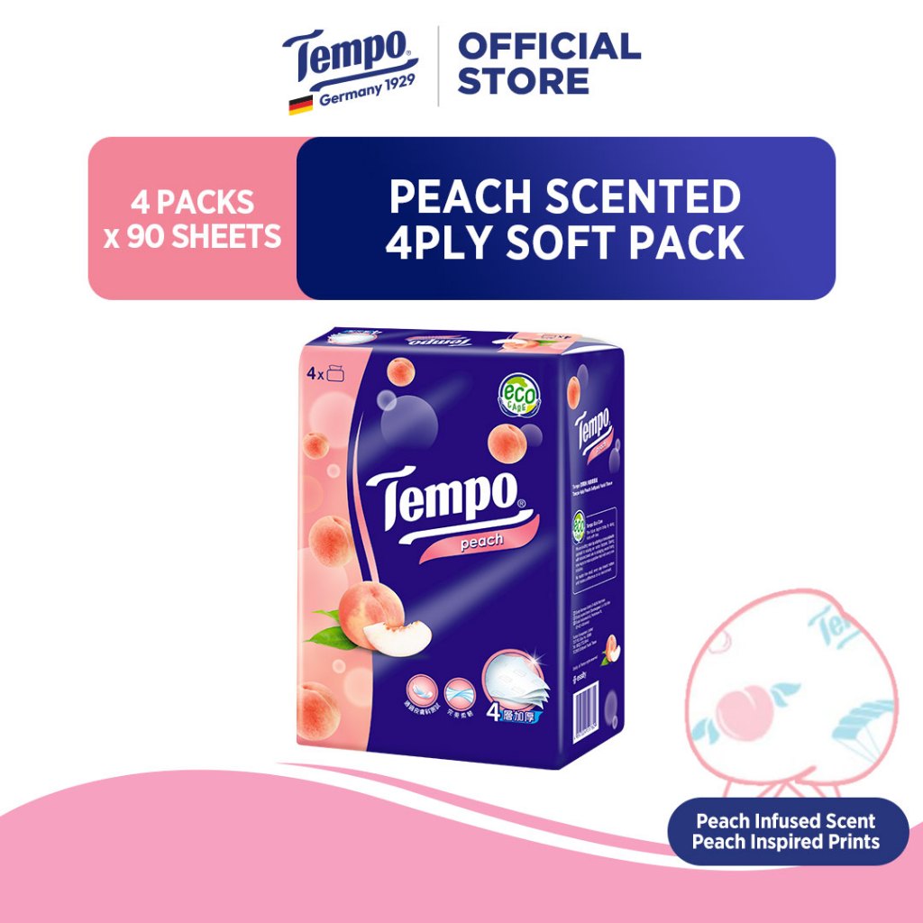 [Tempo Official] 4ply Soft Pack Facial Tissue Peach Scented (4x90s ...