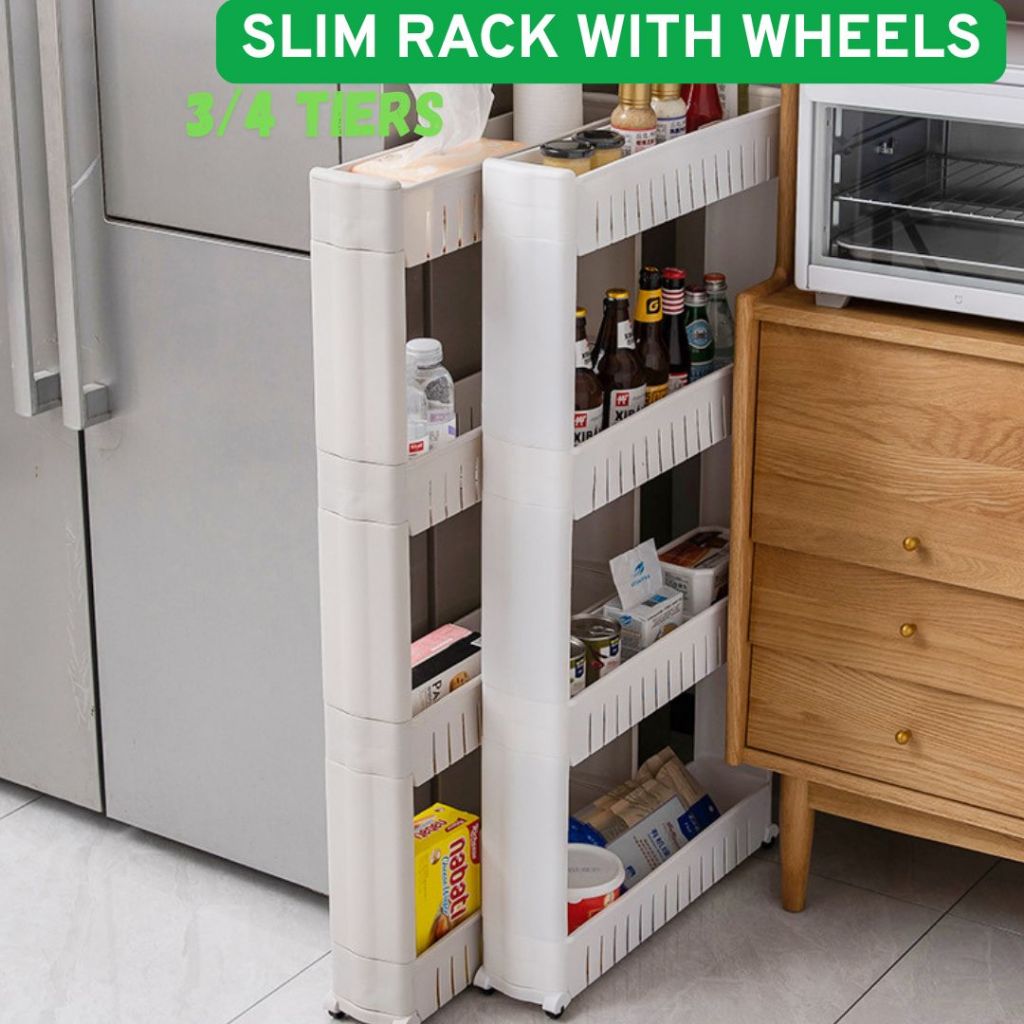 SG Stock Slim Storage Rack Gap Shelf for Kitchen Fridge Bathroom ...