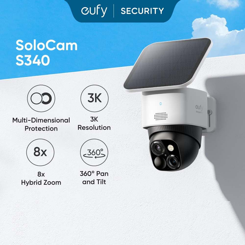 eufy Security SoloCam S340, Solar Security Cameras Wireless Outdoor, Cameras for Home Security ...