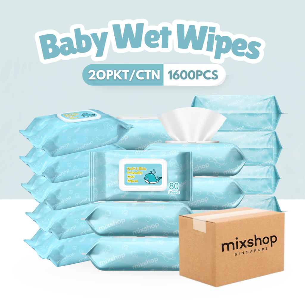 mixshop Baby Wet Wipes, 20 Pkt per Carton Total 1600 Sheets, SG ready ...