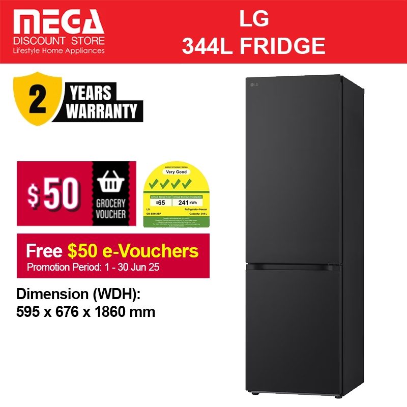LG GB-B3443EP 344L 2-DOOR FRIDGE | Bottom Freezer | 4 Ticks | Free $50 ...