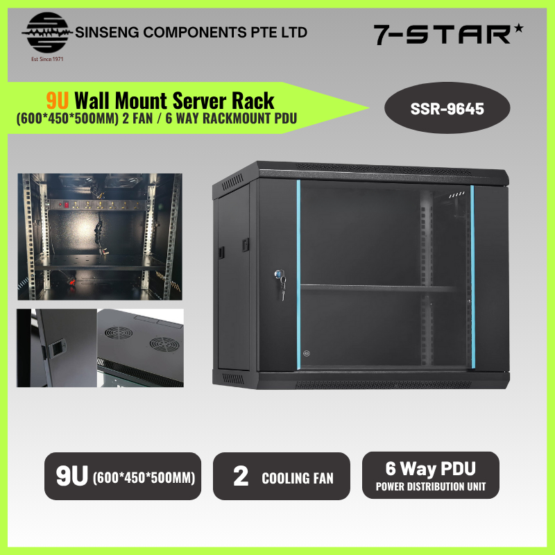 7-STAR* 9U Wall Mount Server Rack Cabinet for CCTV/Data/Network ...