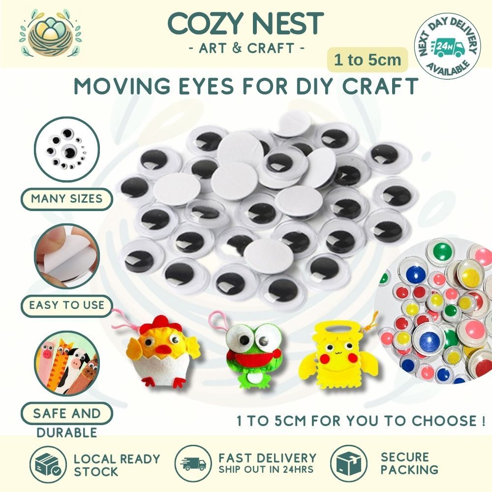 [Ship Sg] Googly Moving Eyes Stickers for DIY Crafts 10mm 25mm, 50mm ...