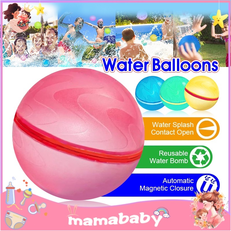 Water Balloons Reusable Magnet Self Sealing Easy Quick Fill, Splash Water Balls/Water Rubber ...