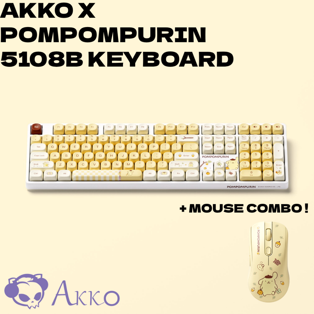 (SG) AKKO X POMPOMPURIN LIMITED EDITION MECHANICAL KEYBOARD + MOUSE ...