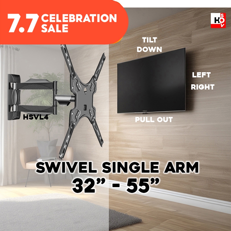 NEW SWIVEL SINGLE ARM FULL MOTION TV BRACKET UNIVERSAL TV MOUNT HEAVY ...