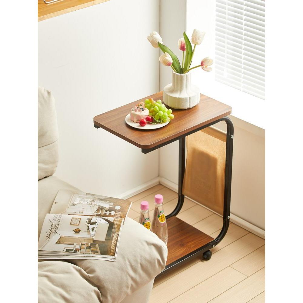 Small Sofa Side Table on Wheels | Coffee Table for Living Room ...